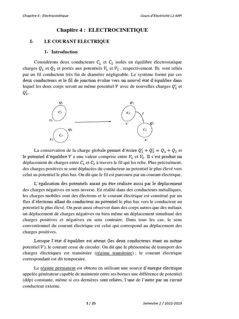 Introduction à l'électrocinétique | PDF