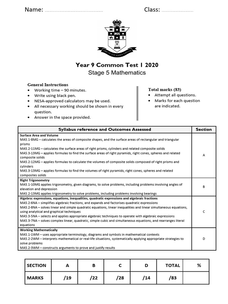 2020 Year 9 Common Task 1 | PDF