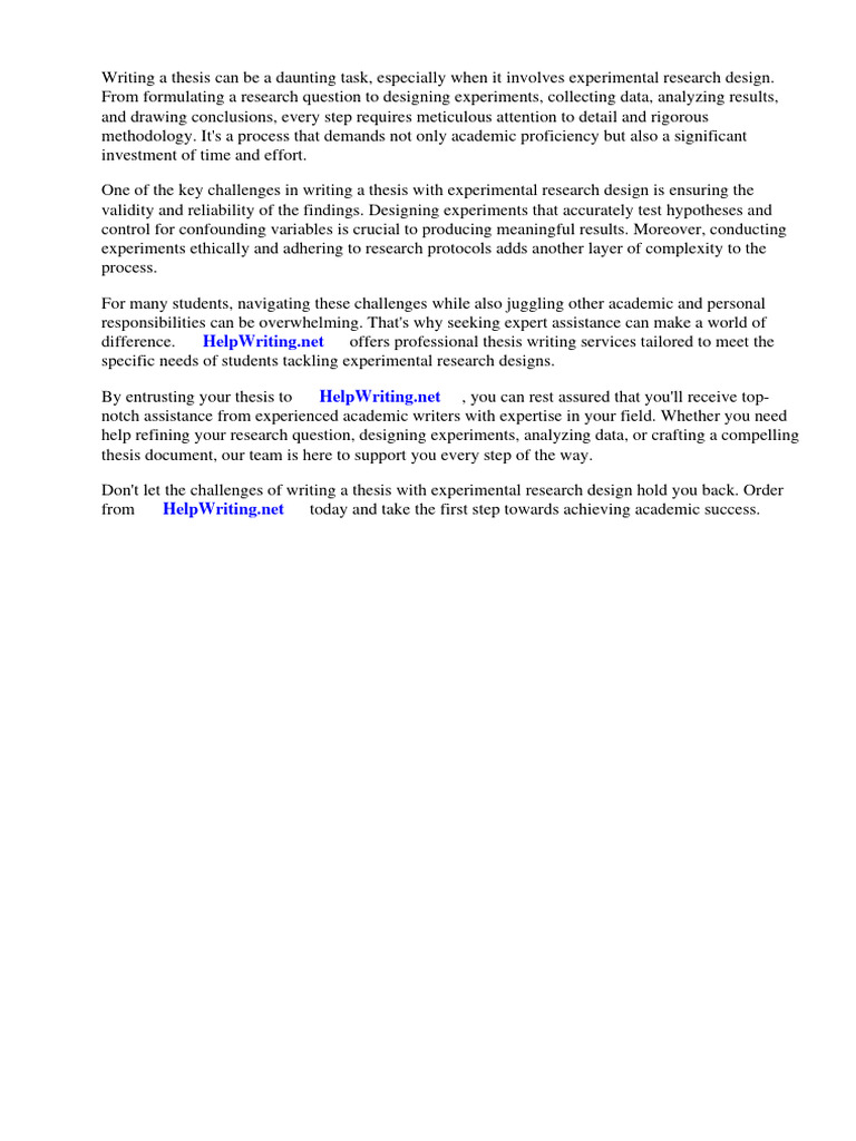 Thesis Experimental Research Design | PDF