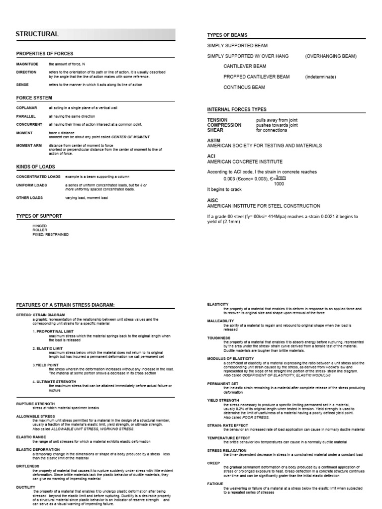 Structural Reviewer | PDF | Deformation (Engineering) | Bending