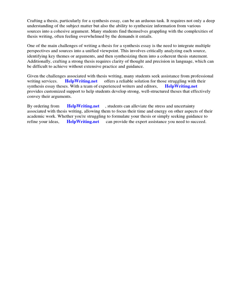 Mastering Synthesis Essay Theses | PDF