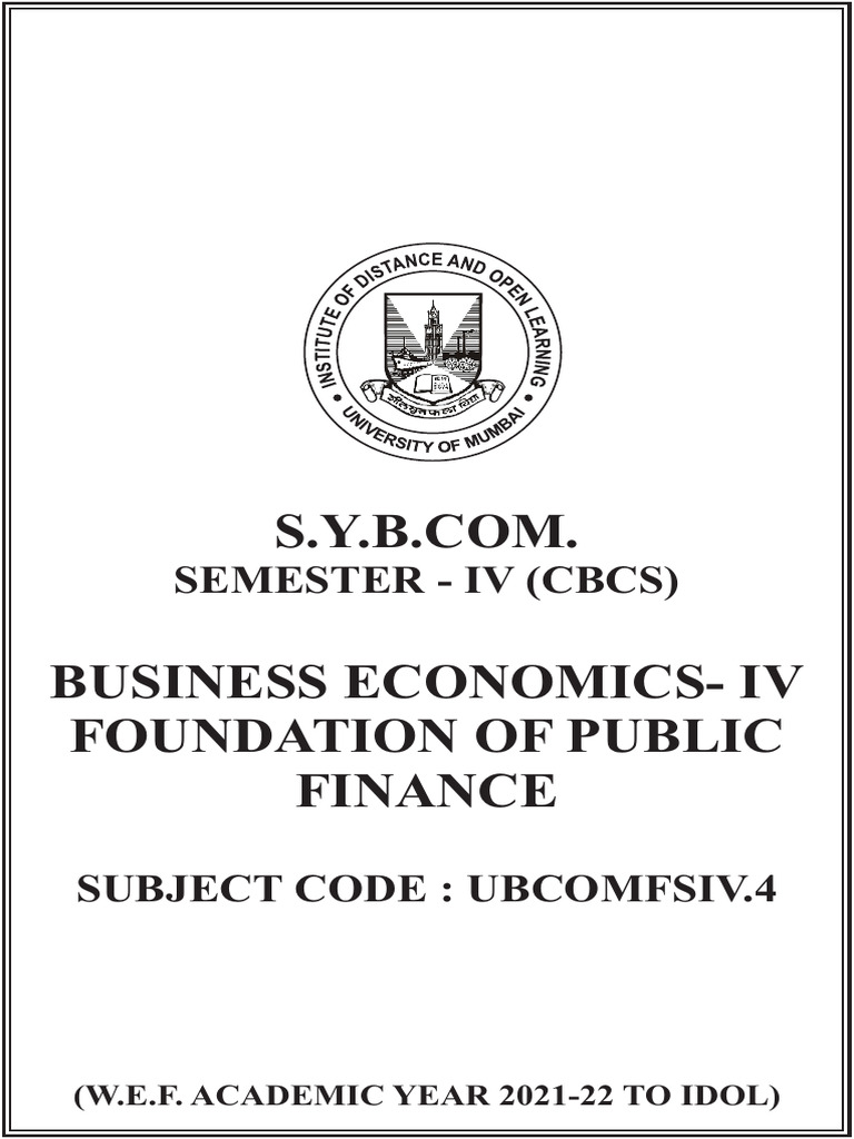 SYBCOM Semester IV Business Economics Paper IV English Version | PDF