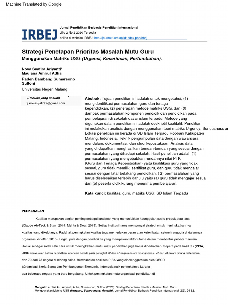 Strategy To Determine The Priority of Teachers' Quality Problem Using ... Strategy To Determine The Priority of Teachers' Quality Problem Using ...