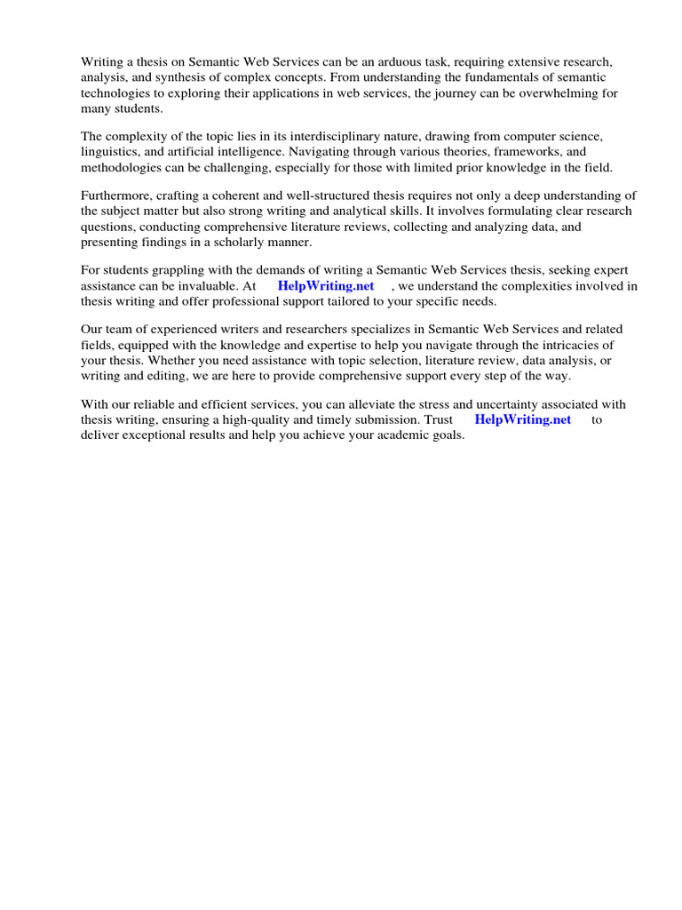 Semantic Web Services Thesis Pdf