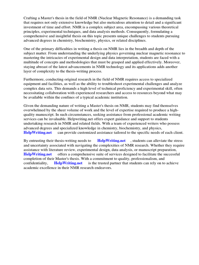 Master Thesis NMR | PDF | Two Dimensional Nuclear Magnetic Resonance Spectroscopy | Nuclear ...