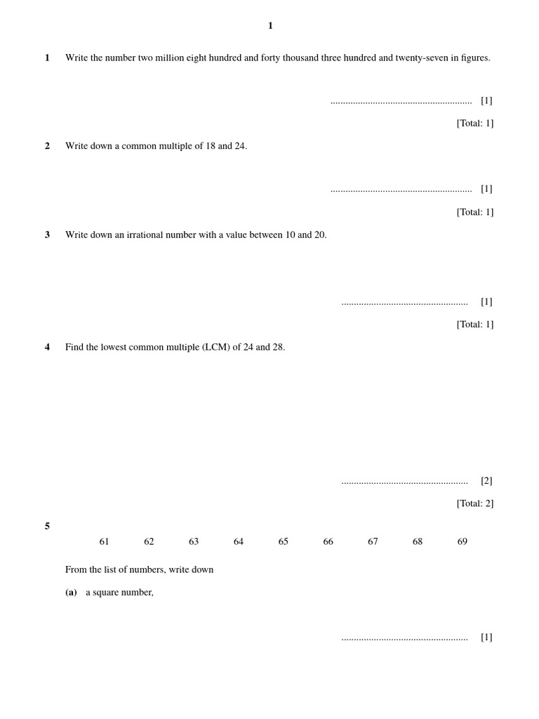 Numbers Test 1 | PDF | Number Theory | Mathematical Objects