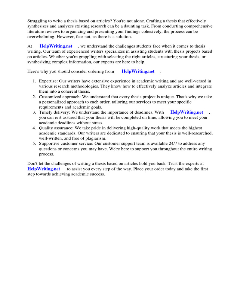 Thesis Based On Articles | PDF | Thesis | Essays