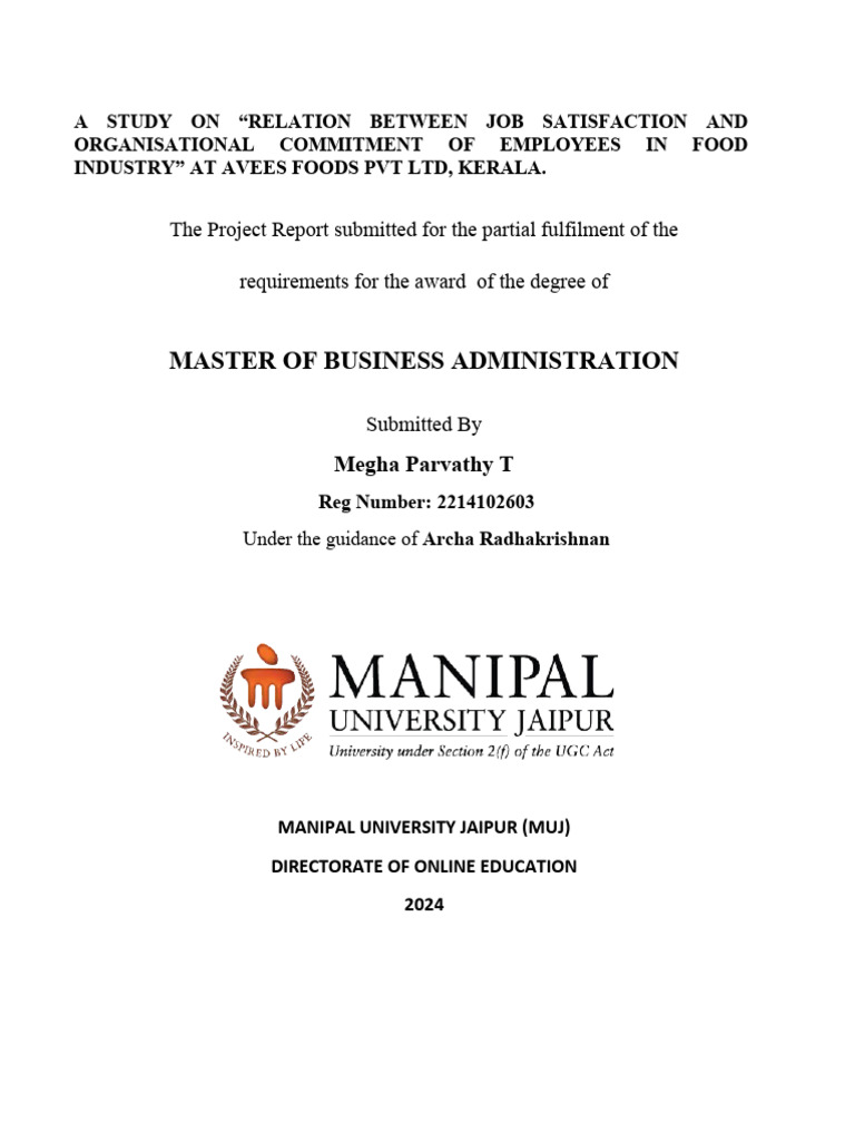 Megha Project Report | Download Free PDF | Job Satisfaction | Statistics