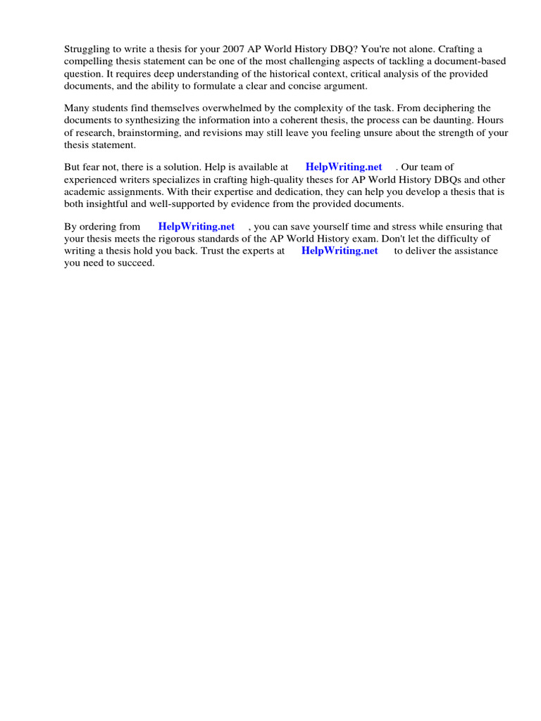 2007 AP World History DBQ Thesis | PDF