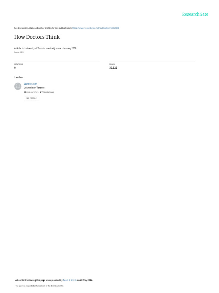 How Doctors Think | Download Free PDF | Physician | Medicine