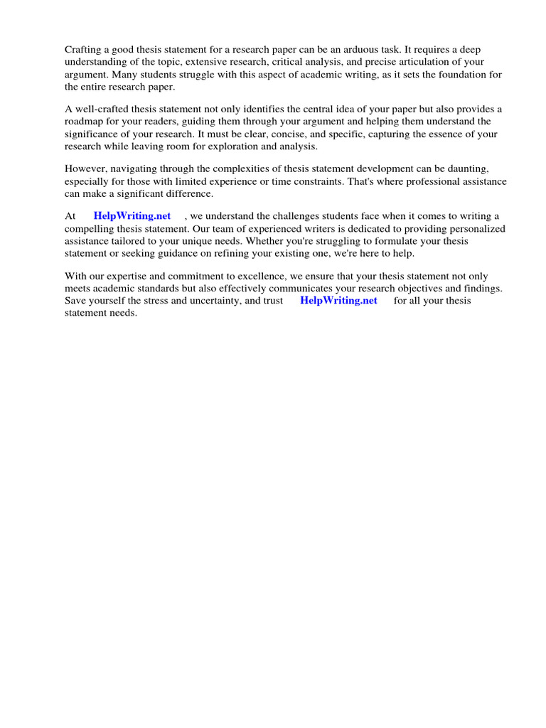 Good Thesis Statement For Research Paper | PDF | Essays | Thesis