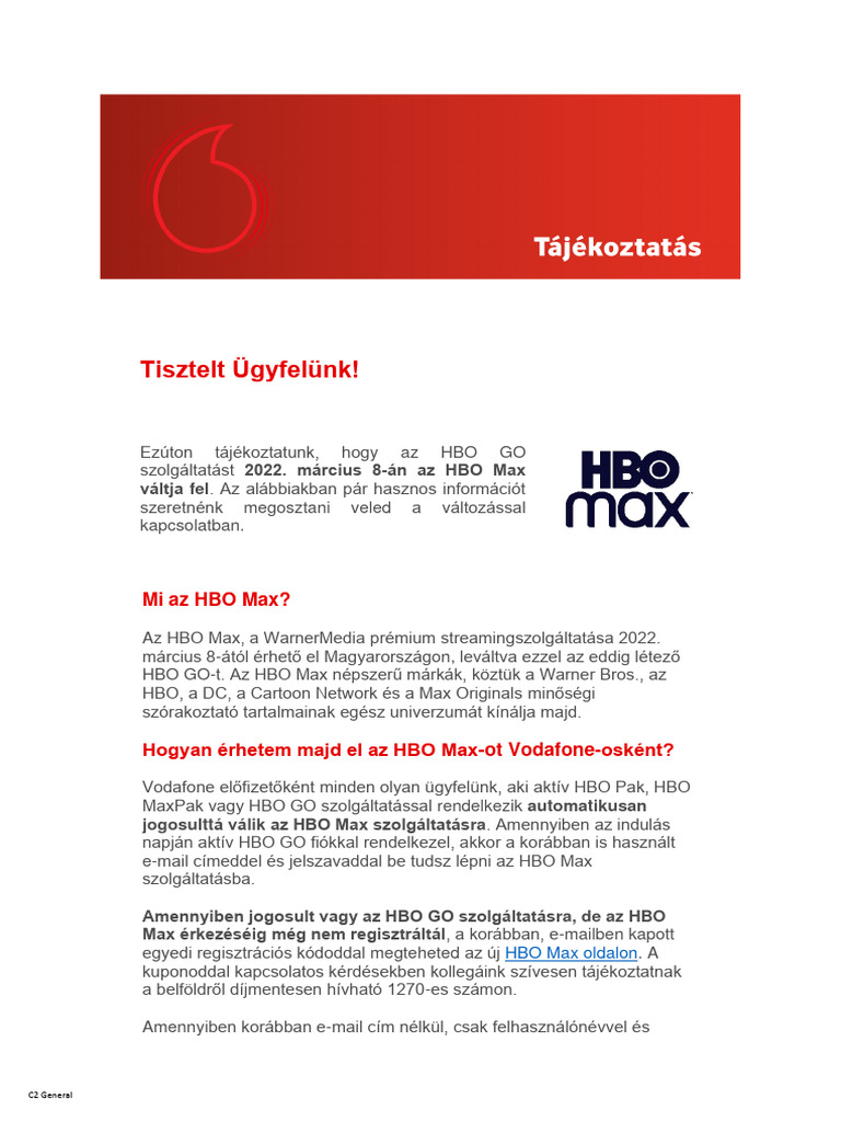 Hbo Max Tajekoztatas | PDF