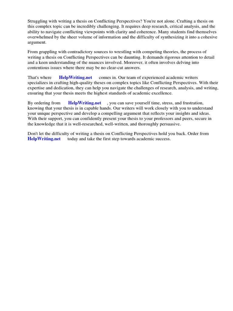 Conflicting Perspective Thesis | PDF | Capitalism | Karl Marx