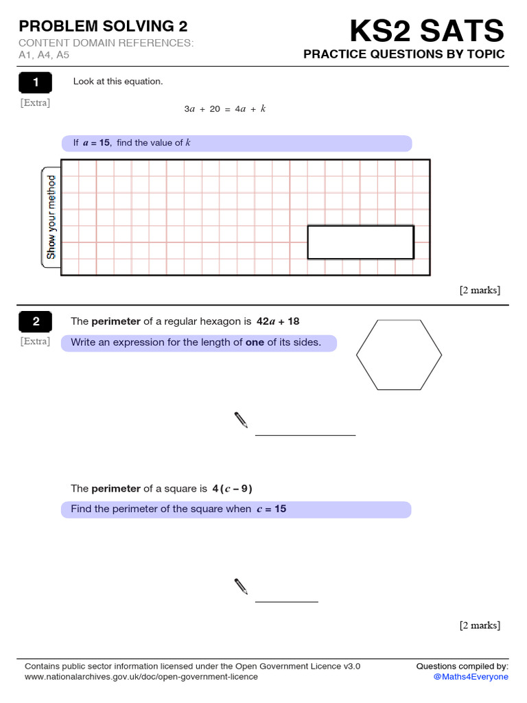Problem Solving 2 ks2 Sats Questions 30043 | PDF