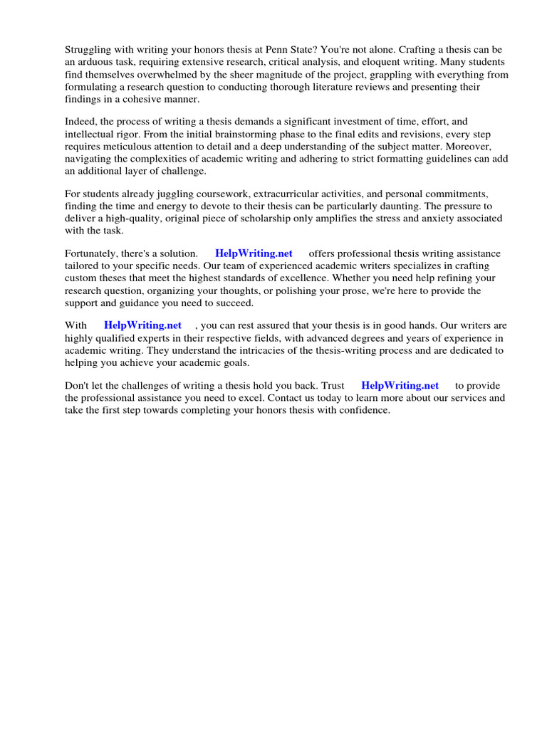 Honors Thesis Penn State | PDF | Thesis | Akaike Information Criterion
