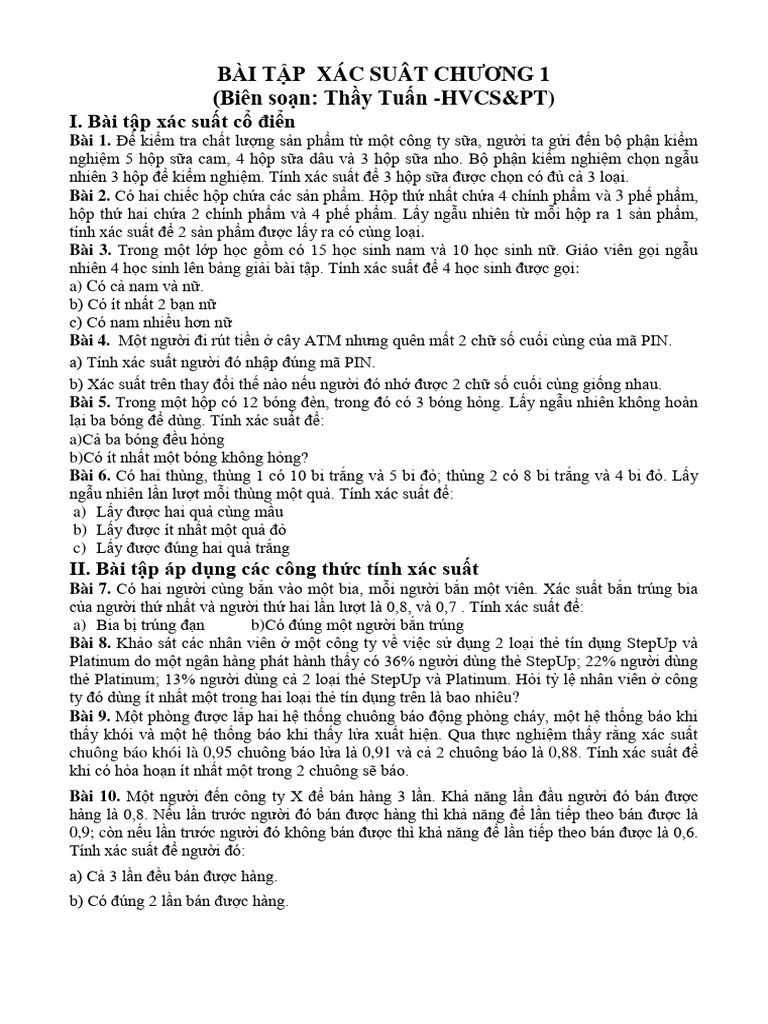 BT XSTK C1 (3) - Đã G P-Xanh | PDF