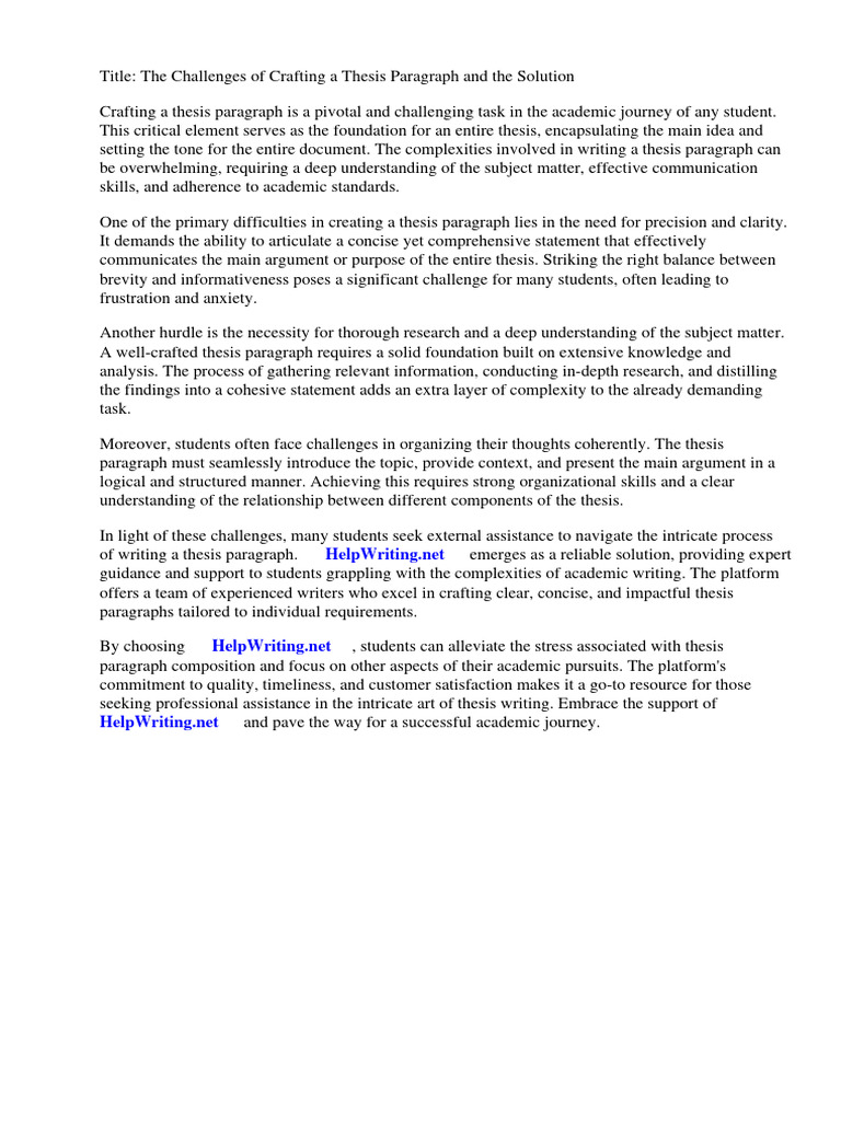 How Do You Write a Thesis Paragraph | PDF | Essays | Thesis