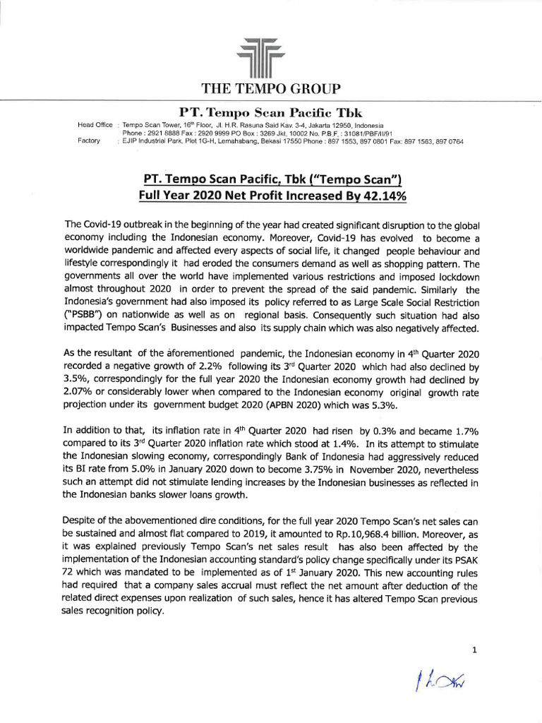Financial Release TSPC FY 2020 | PDF