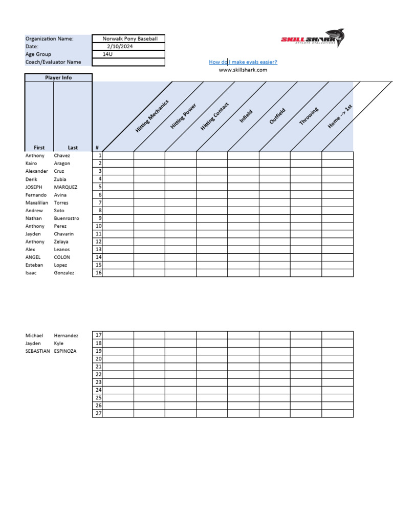Baseball Template Form | PDF