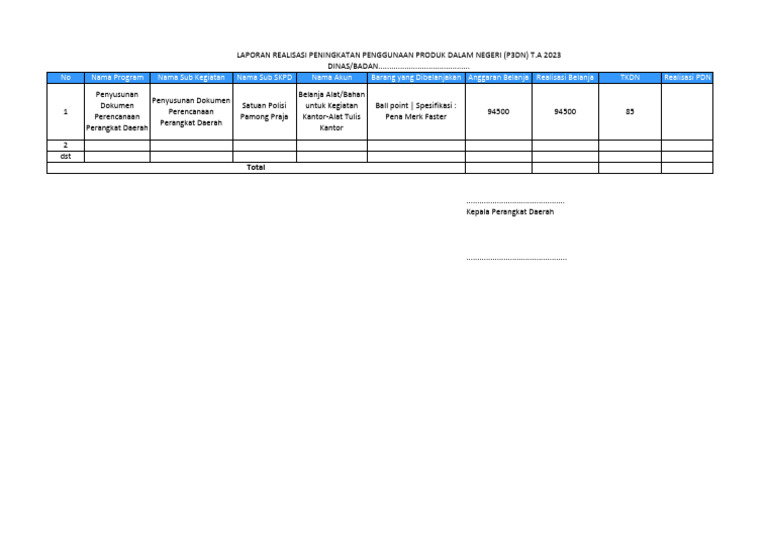 Contoh Isi Manual Realisasi P3DN Baru | PDF | Komputer