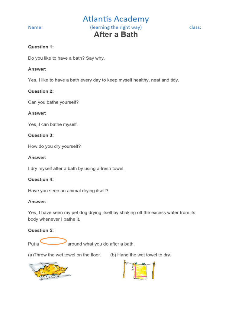 Bath Time Questions for Kids | PDF | Language Arts & Discipline