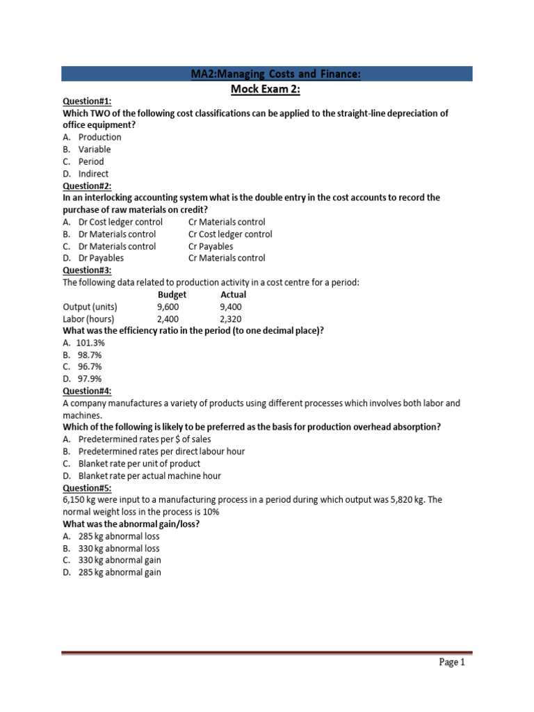 Ma2 Mock 2 | PDF Ma2 Mock 2 | PDF