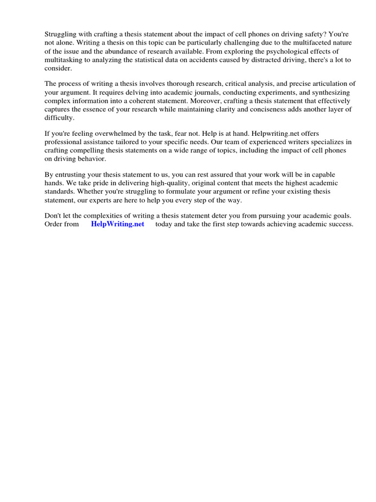Thesis Statement About Cell Phones and Driving | PDF | Computers ...