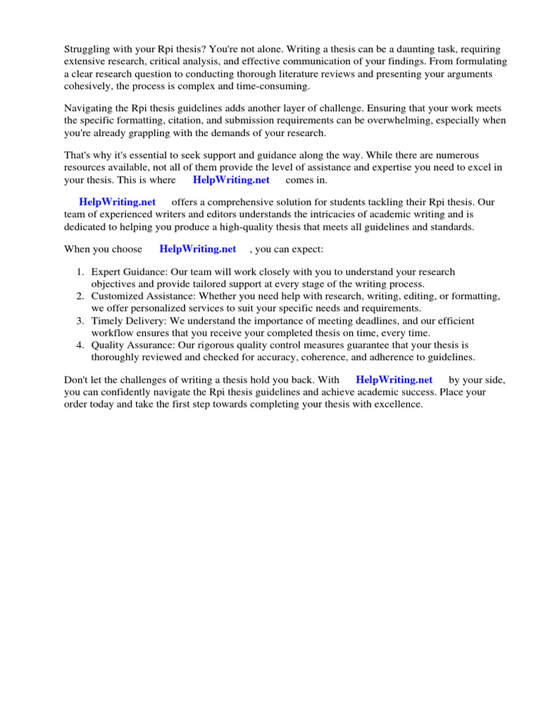Rpi Thesis Guidelines | PDF