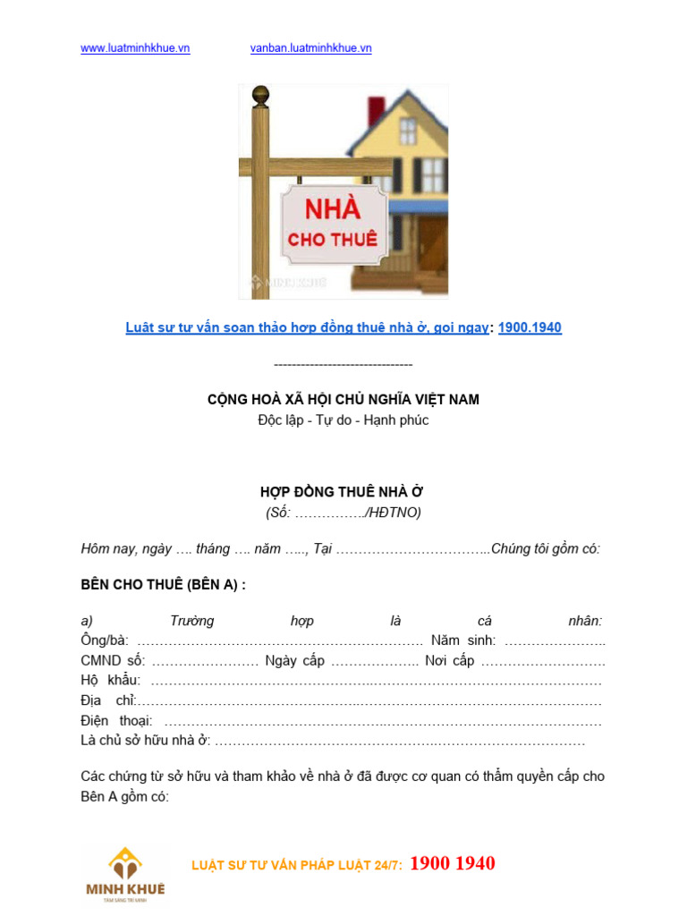 Mau Hop Dong Cho Thue Nha o Moi Nhat | PDF