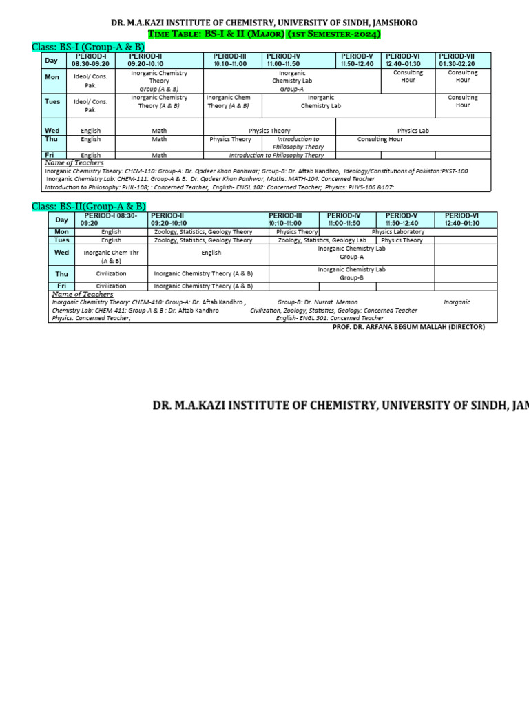 Time Table | PDF | Natural Sciences | Physical Sciences