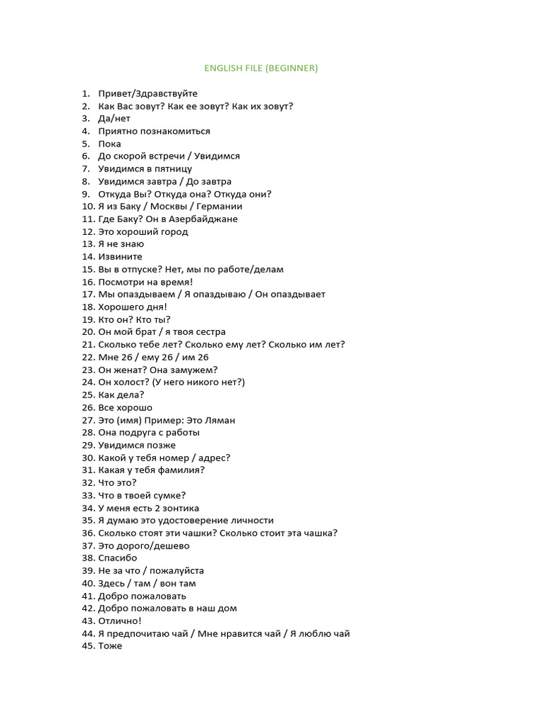 Vocabulary Beginner | PDF