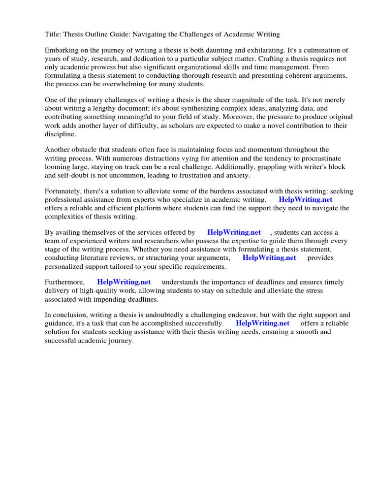 Thesis Outline Guide | PDF | Thesis