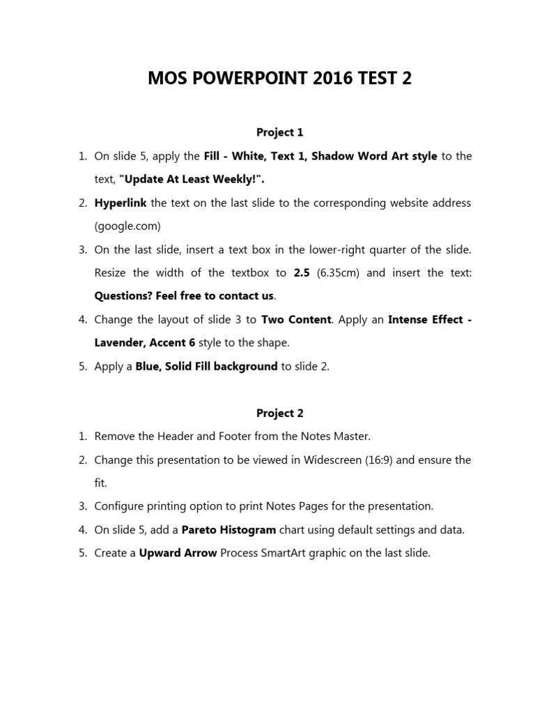 MOS PP 2016 de Thi 2 | PDF | Microsoft Word | Microsoft Power Point