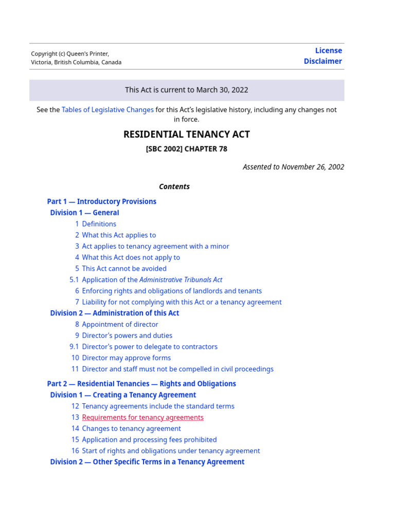 Residential Tenancy Act | PDF