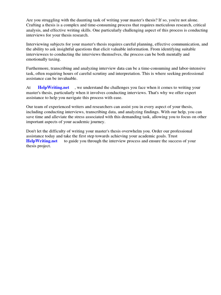 Master Thesis Interview | PDF | Thesis | Application Software