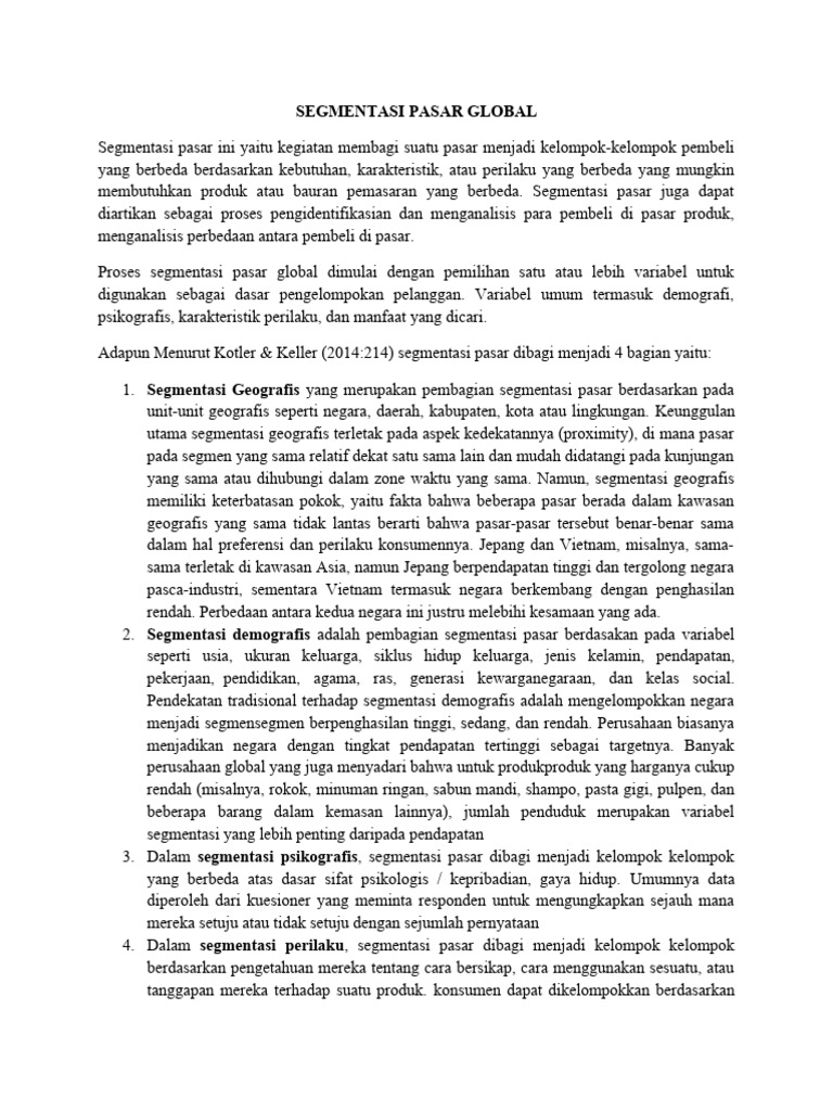Segmentasi Pasar Global dan Jenisnya | PDF