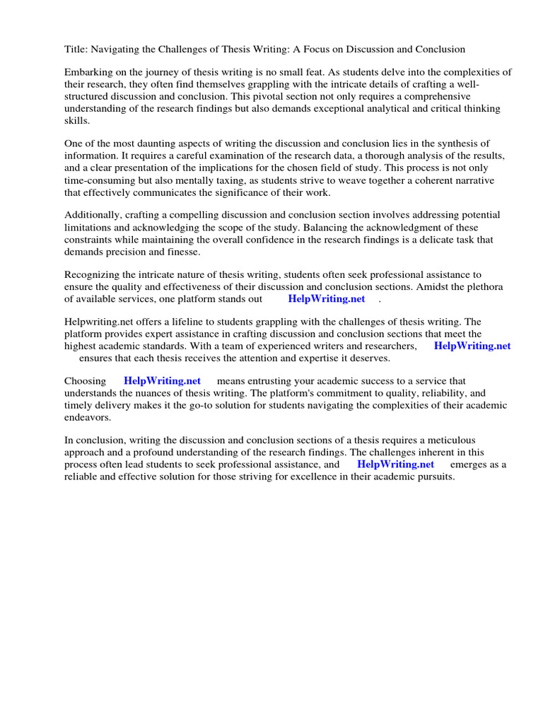 Thesis Writing: Discussion & Conclusion | PDF | Career & Growth | Business