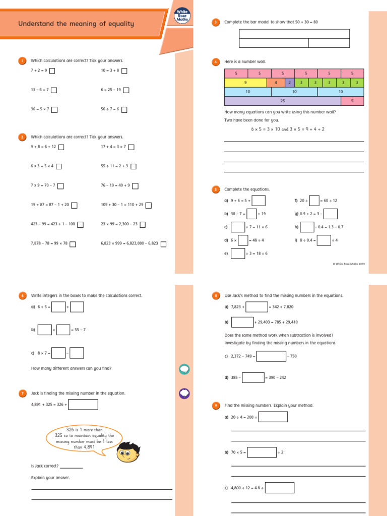 Y7 Autumn Block 3 WO1 Understand The Meaning of Equality 2019 ...