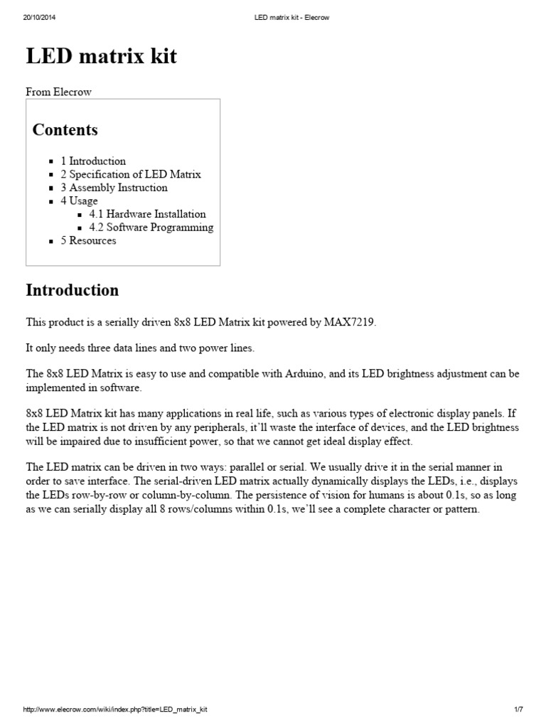 MAX7219 8x8 Matrix Display Module | PDF | Arduino | Light Emitting Diode