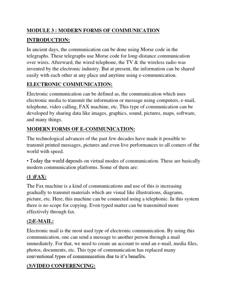 Modern Forms of Communication | PDF | Websites | Fax