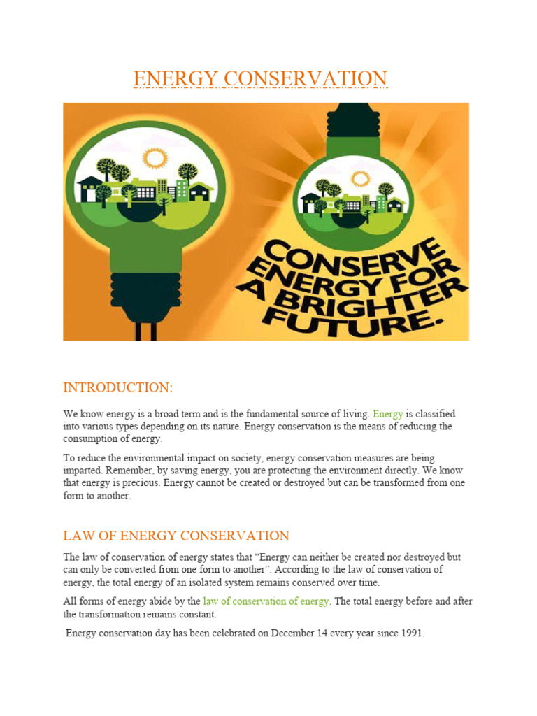 ENERGY CONSERVATION | PDF | Energy Conservation | Home Appliance