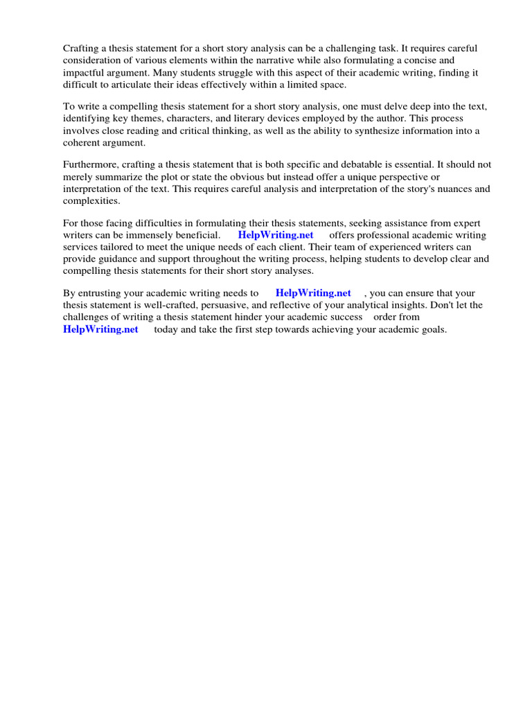 How To Write A Thesis Statement For A Short Story Analysis | PDF ...