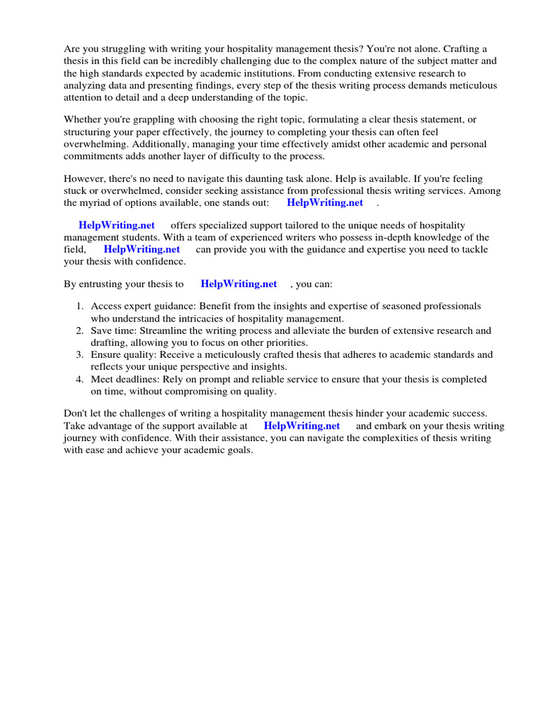 Hospitality Management Thesis Titles | PDF