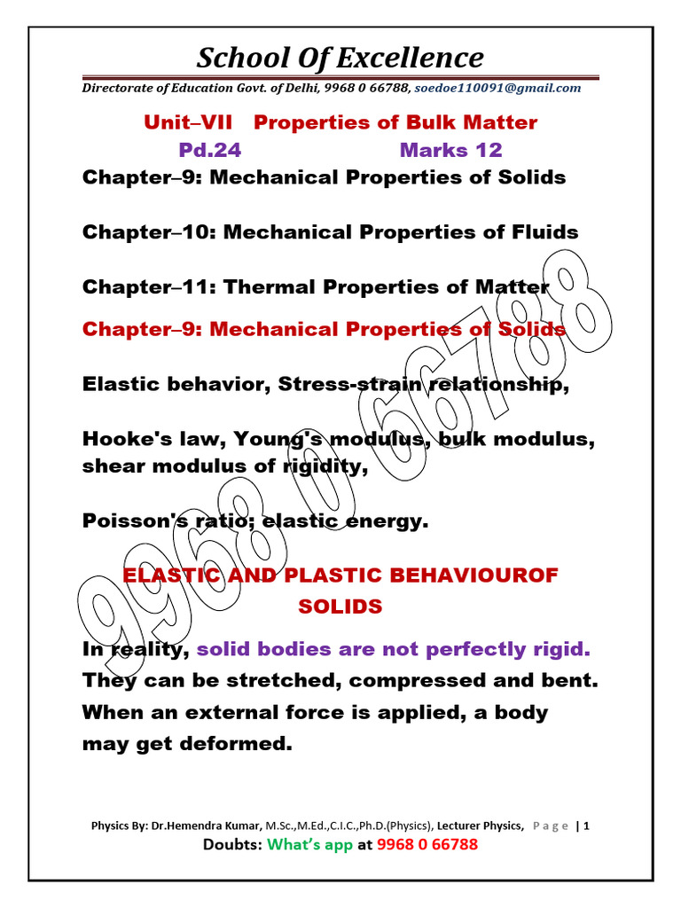 Mechanical Properties of Solids | PDF | Elasticity (Physics) | Deformation (Engineering)