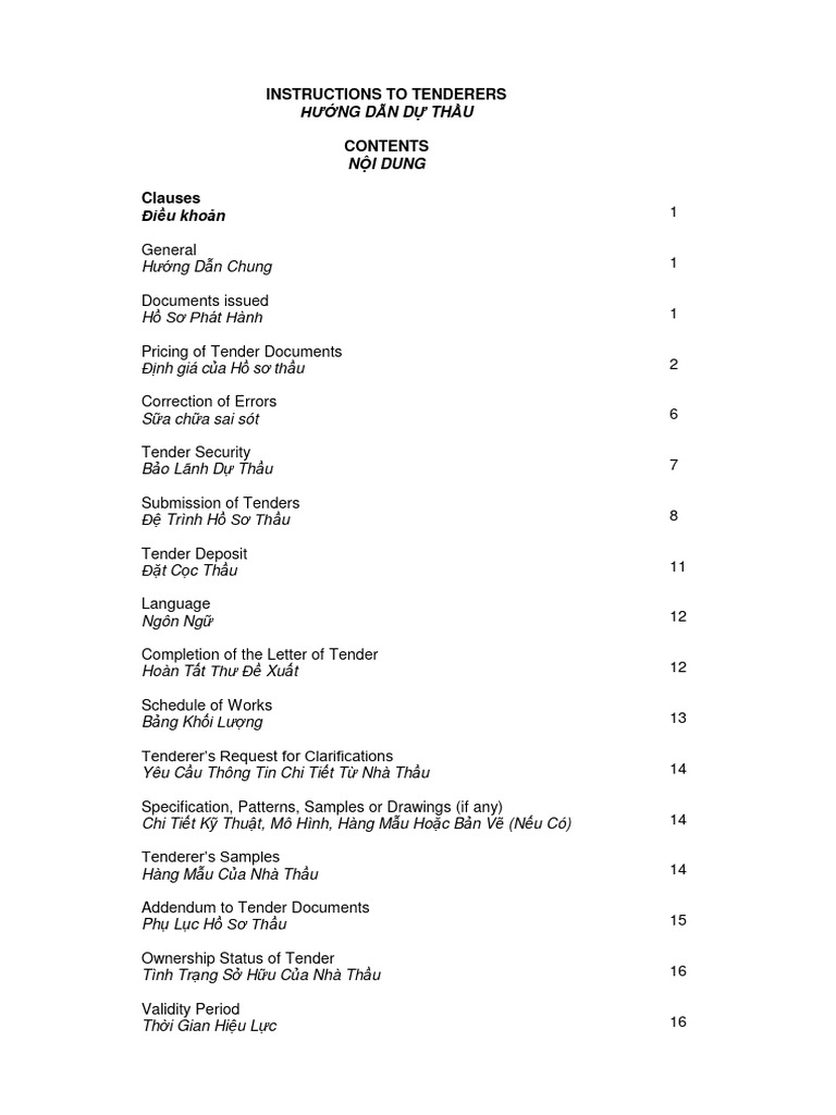 003b FIDIC INSTRUCTIONS TO TENDERERS | PDF