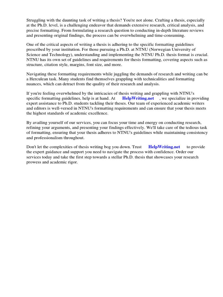 Ntnu PHD Thesis Format | PDF | Thesis | Doctor Of Philosophy