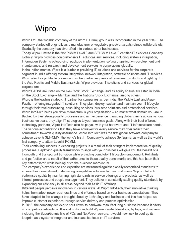 Wipro | Download Free PDF | Goal | Marketing