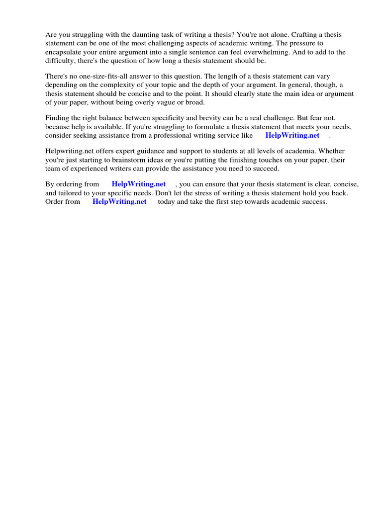 How Long Can A Thesis Statement Be Pdf