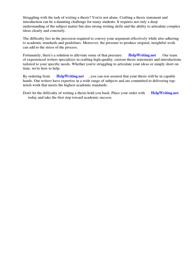 Example Thesis Statement and Introduction | PDF | Essays | Thesis
