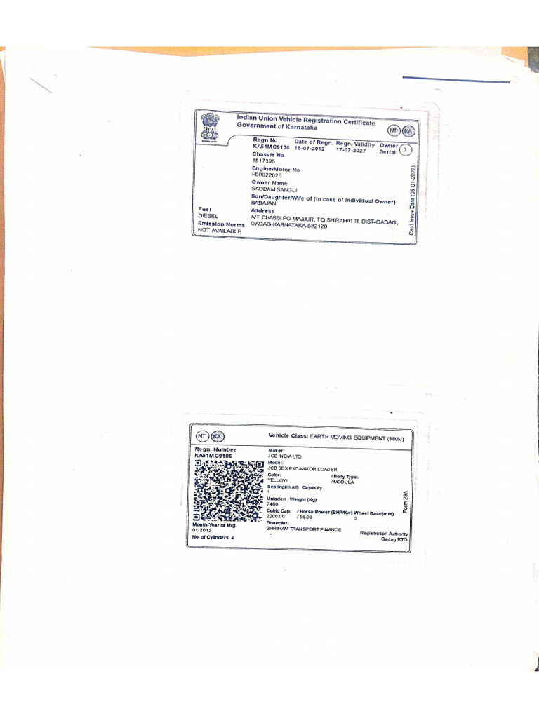 Vehicle Documents-Hydra, Excavator | PDF